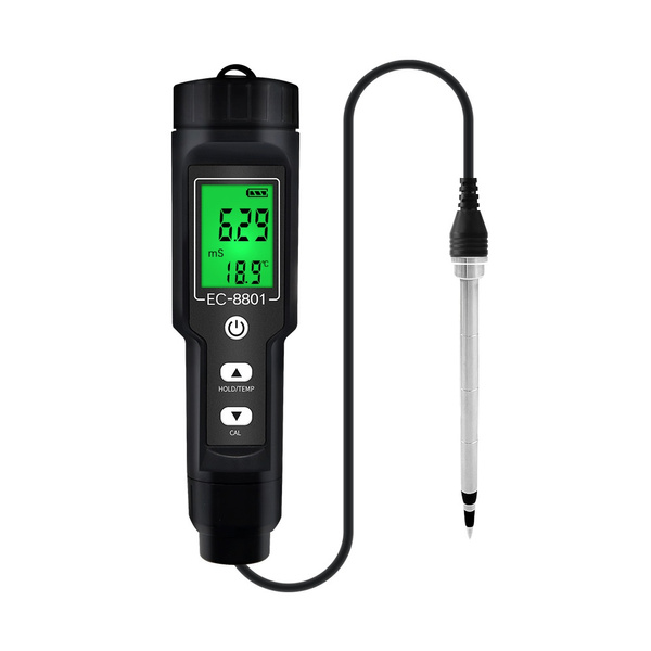Portable Soil EC Temperature Test Meter Detachable Probe Digital ...
