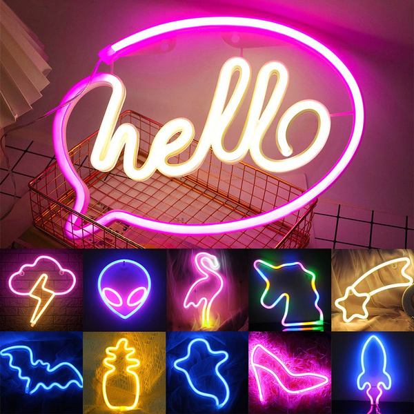 LED Neon Sign Light Bat Planet Alien Cloud Rainbow Flamingo Neon Wall ...