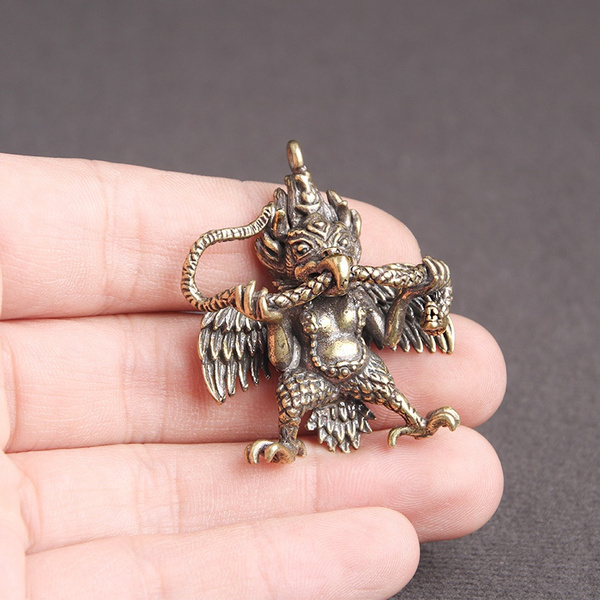 Brass Tantric Guardian Golden Wing Dapeng Bird Keychain Pendant Nepal ...