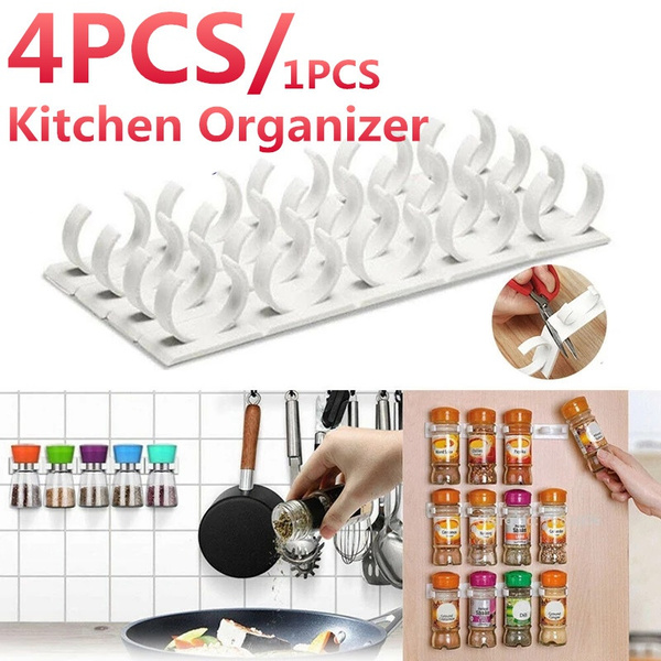 4/1Pcs New Cabinet Door Hooks Plastic Spice Gripper Wall Rack Storage ...