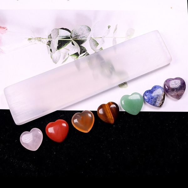 Natural Crystal Rough Stone Seven Chakra Heart-shaped Energy Stone ...