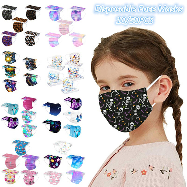 10/50PCS Cute Kids Halloween Cartoon 3 Ply Non-woven Breathable Dust ...