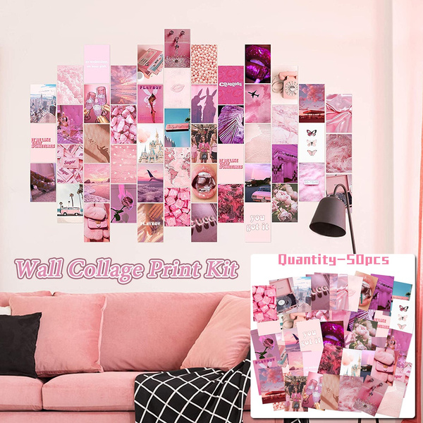 50x Wall Collage Set Pink Aesthetic Wall Collage Poster Premium ...