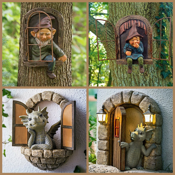 Tree Hugger Garden Statue Gnome Resin Gnome Figurine Hanging Tree ...
