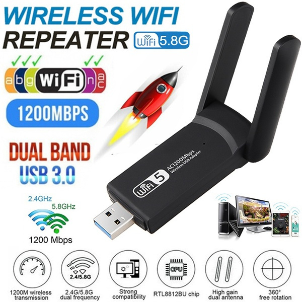 1200Mbps Long Range Dual Band 5GHz Wireless WiFi Adapter Mini USB 3.0 ...