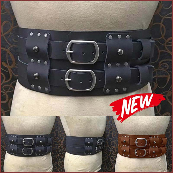 Medieval Brown Black Celtic Knight Leather Large Belt Medieval Vintage ...