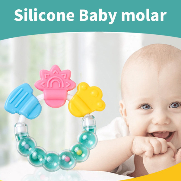 New Baby Bite Le Molar Stick Infant Silicone Gum Molar Fixator Ring Gum ...
