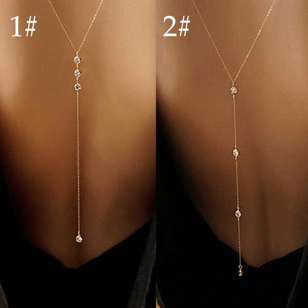 Women Fashion Bridal Simple Back Chain Backless Necklace Body Chain | Wish