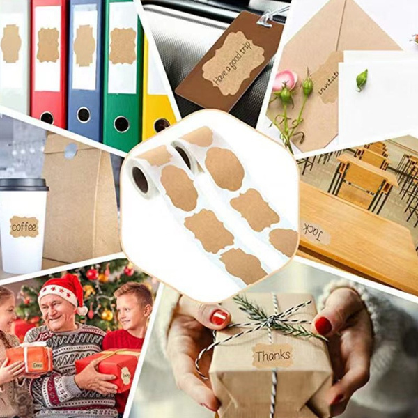 Natural Kraft Paper Stickers Blank Writable Seal Labels Mason Jar Glass ...
