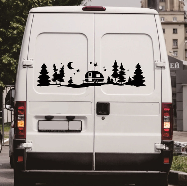 Cartoon Body Decal Star Forest Tree Moon Sticker For Camper RV ...