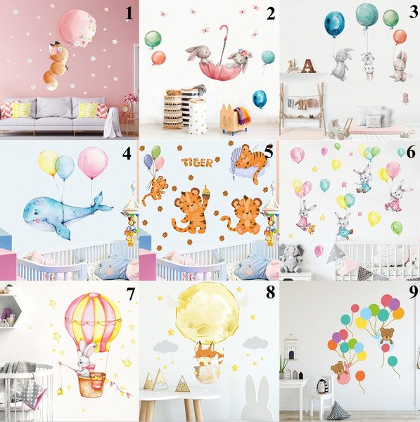 DIY 3D Children's Room Wall Stickers Cartoon Balloon Animal Stickers ...