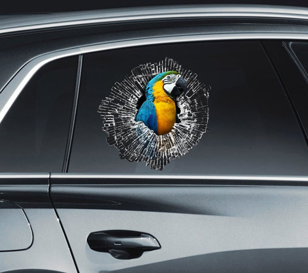 Parrot sticker Macaw stickers Blue and yellow macaw car decal Bird car ...