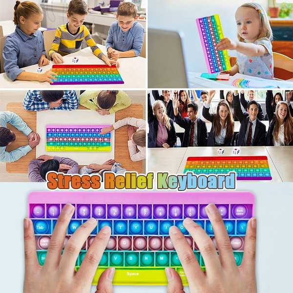 Big Size Push Bubble Sensory Fidget Toys Silicone Computer Keyboard ...
