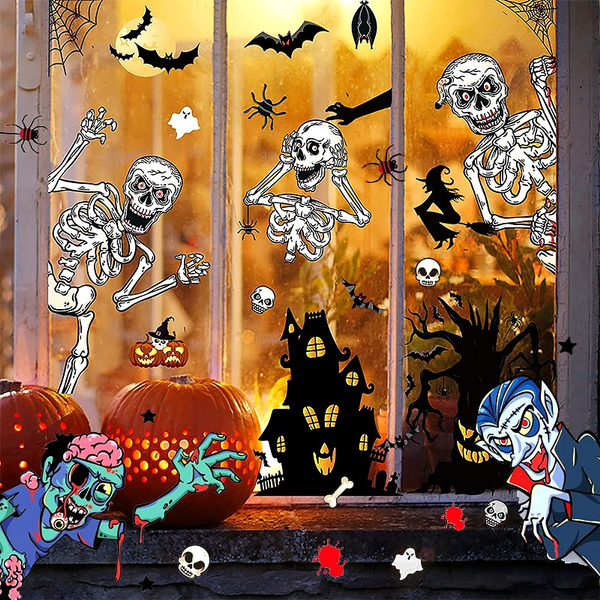 Halloween Window Clings Skeletons Halloween Window Decals Stickers ...