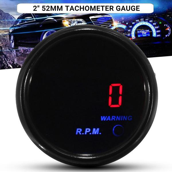 NEW 2" 52mm 0-9000RPM Tachometer Tacho Gauge Digital LED Display Black ...