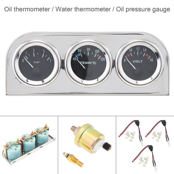 52mm 2 Inch 3 in 1 Triple Gauge Kit Water Temp Oil Pressure Oil Temp ...