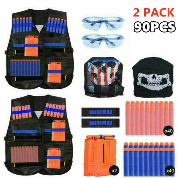 90Pcs 2 Sets Kids Tactical Vest Nerf Tactical Vest for Guns Vest Suit ...