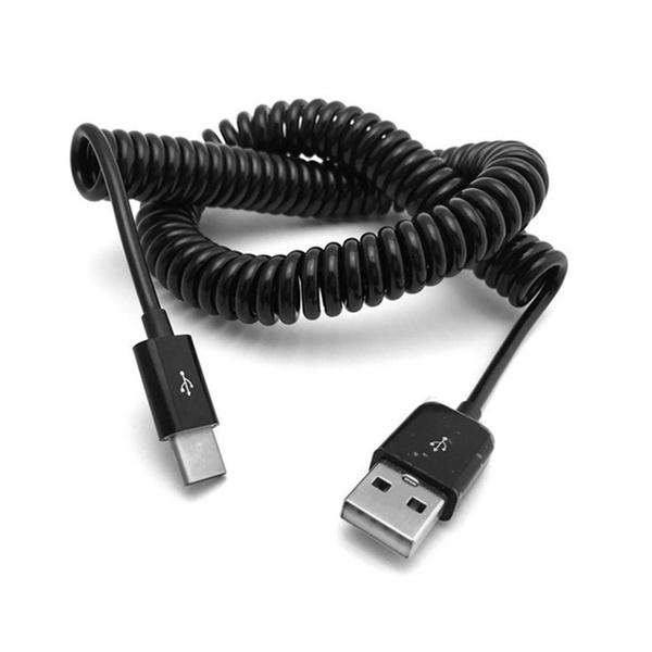 Stretch Spring Coiled Data Cable Male USB2.0 To Type-C 3.1 Charging ...