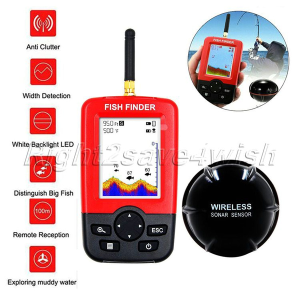 100M Wireless Fish Finder Sonar Sensor Color Depth Echo Sounder Fishing ...