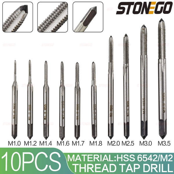 10PCS Tap Drill Bits Set HSS6542 M1 M1.2 M1.4 M1.6 M1.7 M1.8 M2 M2.5 M3 ...