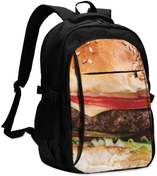 Fredeulva Laptop Backpack Delicious Hamburger Backpack With Usb ...