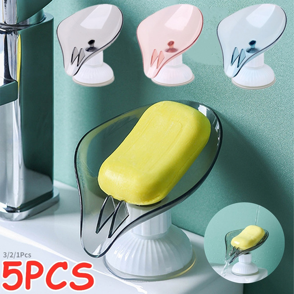 5/3/2/1Pcs Self Draining Soap Box Holder Leaf Shape Soap Dish Drainage ... 5/3/2/1Pcs Self Draining Soap Box Holder Leaf Shape Soap Dish Drainage ...