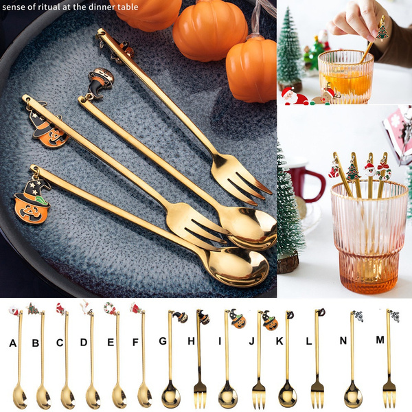 Halloween stainless steel Spoon Fork Christmas Spoon Set coffee spoon ...