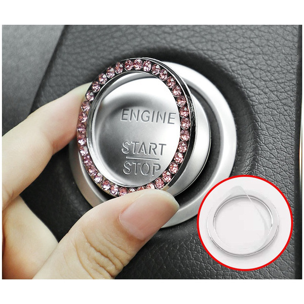 Diamond Car Logo Engine Start Button Sticker Car Key Start Button Decal ...