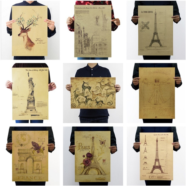 Hand Painted Eiffel Tower/The Vitruvian Man/The Arc De Triomphe/Statue ...