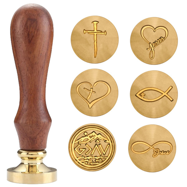 Seal wax seal bronze seal with wooden handle, Jesus Christian seal wax ...