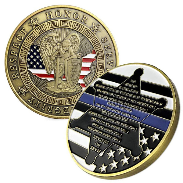 Thin Blue Line Police Officers Challenge Coin Motto Commemorative Law ...