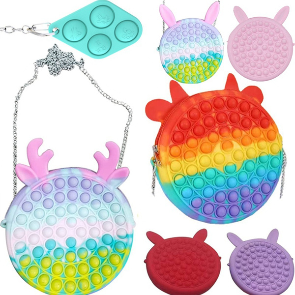 Creative Fidget Toys Silicone Macaron Bag With Messenger Bag,Cartoon ...