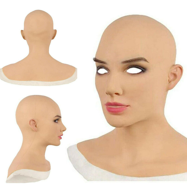 Realistic Female Latex Head Cover Cosplay Drag Queen Halloween Fancy ...