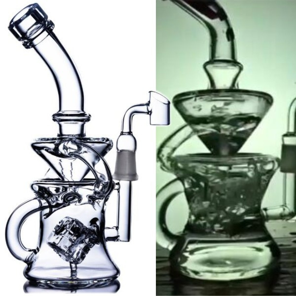 10inch Recycler Rigs Smoke Pipe tornado Dab Smoke Pipe With 14mm banger ...