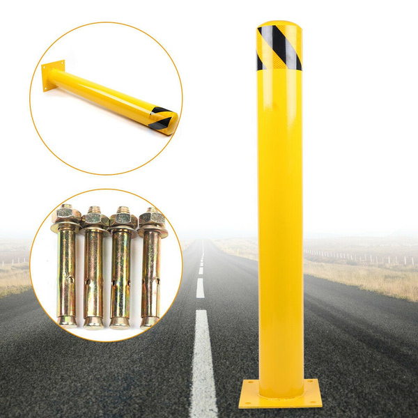 Safety Post 36"H Barrier 4.5"D Yellow Column Steel Pile Traffic Safety ...