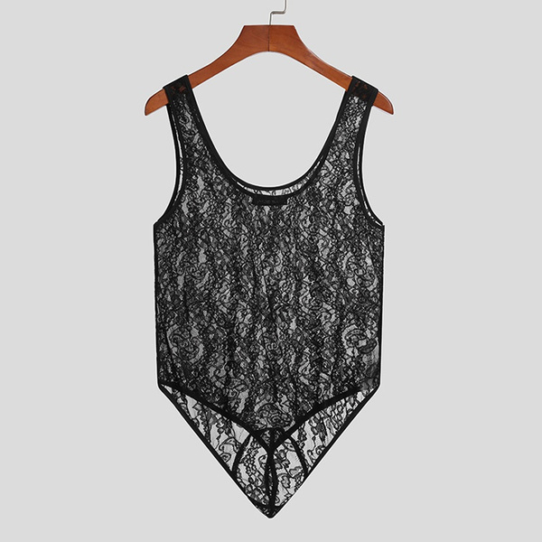 INCERUN Men Sleeveless See Through Mesh Jumpsuit One Piece Brief ...