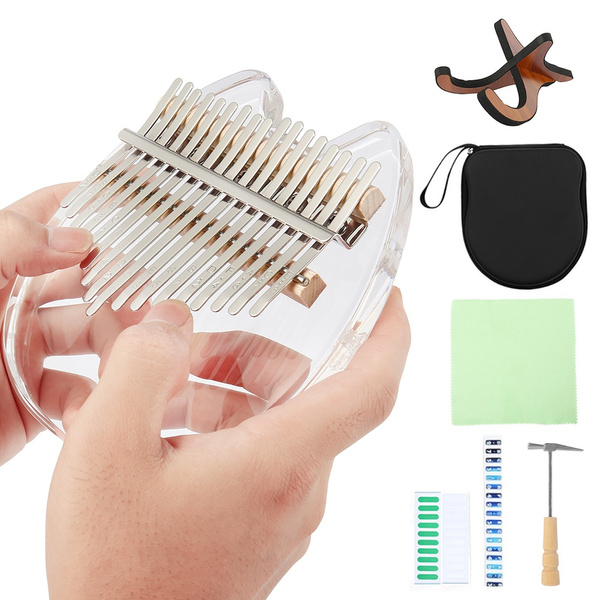 17 Keys Kalimba Thumb Piano Cat Shape Transparent Acrylic Material with ...
