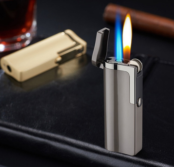 Magic Flame Two Jet Torch Lighter Fixed Flame Gas Lighter Cigarette ...