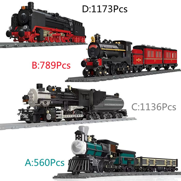 City Traffic Retro Steam Train Railway Building Blocks Simulation ...