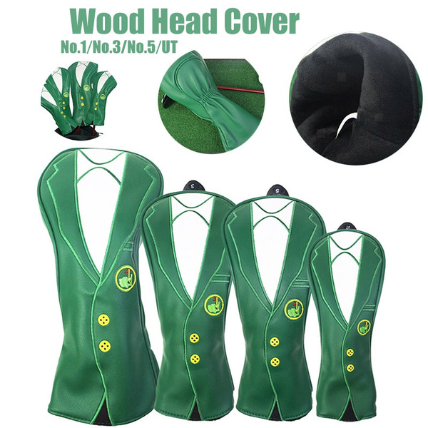 Golf Wood Headcover PU Leather Green Suit Shape Drivers Covers Fairway ...