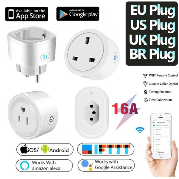 【2022 Version】10/16A Smart Socket WiFi Smart Plug EU US UK BR Adaptor ...