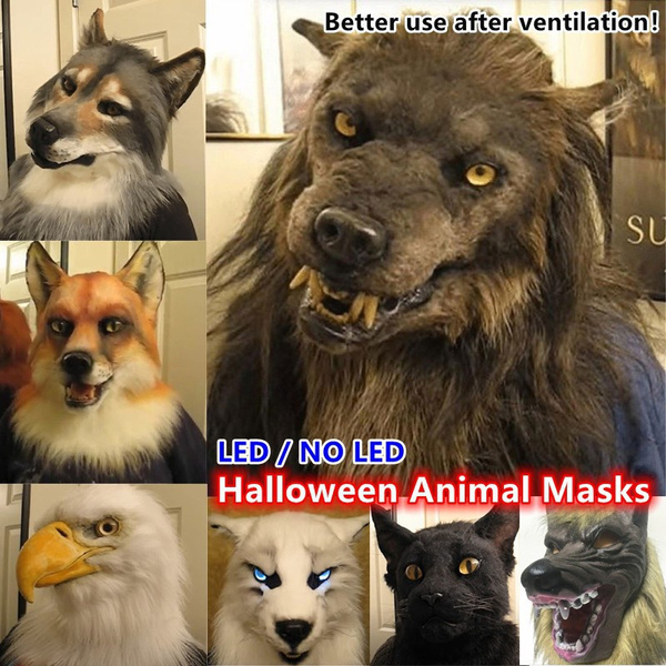 2021 NEW Halloween Werewolf Mask Luminous Simulation Animal Mask ...