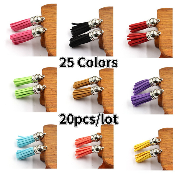 25 Colors 20pcs/lot 38mm Leather Tassels with Silver Caps DIY Tassel ...
