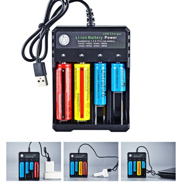 NEW USB 18650 Battery Charger Black 2 / 4 Four Slots AC 110V 220V Dual ...