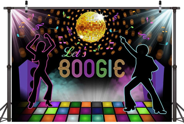 Seventies Rainbow Disco Ball Boogie Fever Large Backdrop Let's Boogie ...