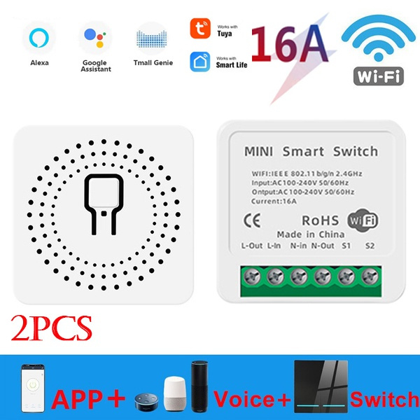 2Pcs 16/10A Mini Smart Wifi Switch Control Switch Modifier Support Two ...