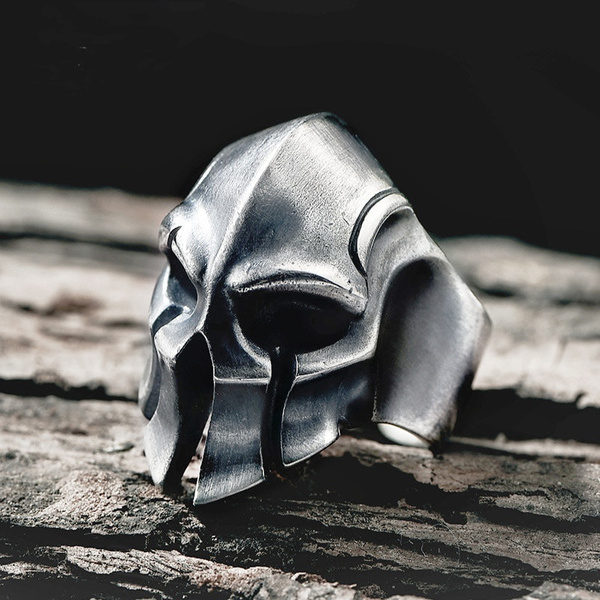 Fashion Retro Spartan Warrior Zed Mask Skull Opening Stainless Steel ...