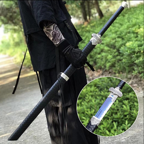Manganese Steel Straight Sword Real Sharp Outdoor Battle Ready ...