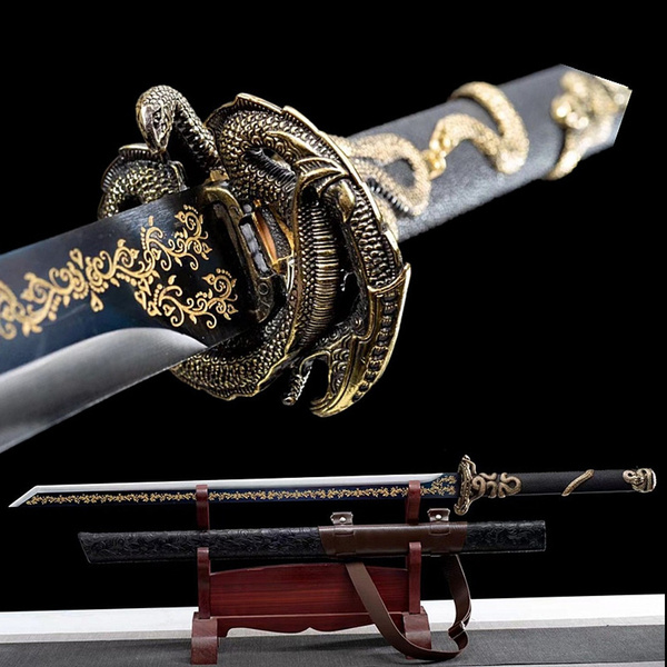 Hand Forged Manganese Steel Snake Tsuba Katana Sword Real Battle Ready ...