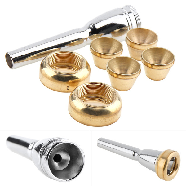 7pcs/set Brass Professional Trumpet Mouth 3C 5C 7C 1-1/2C with 2 Golden ...